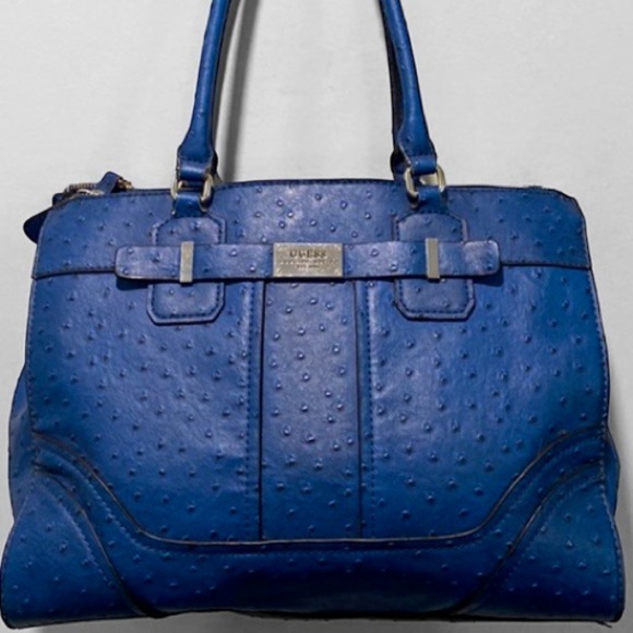 Guess | Bags | Guess Blue Ostrich Tote Bag | Poshmark